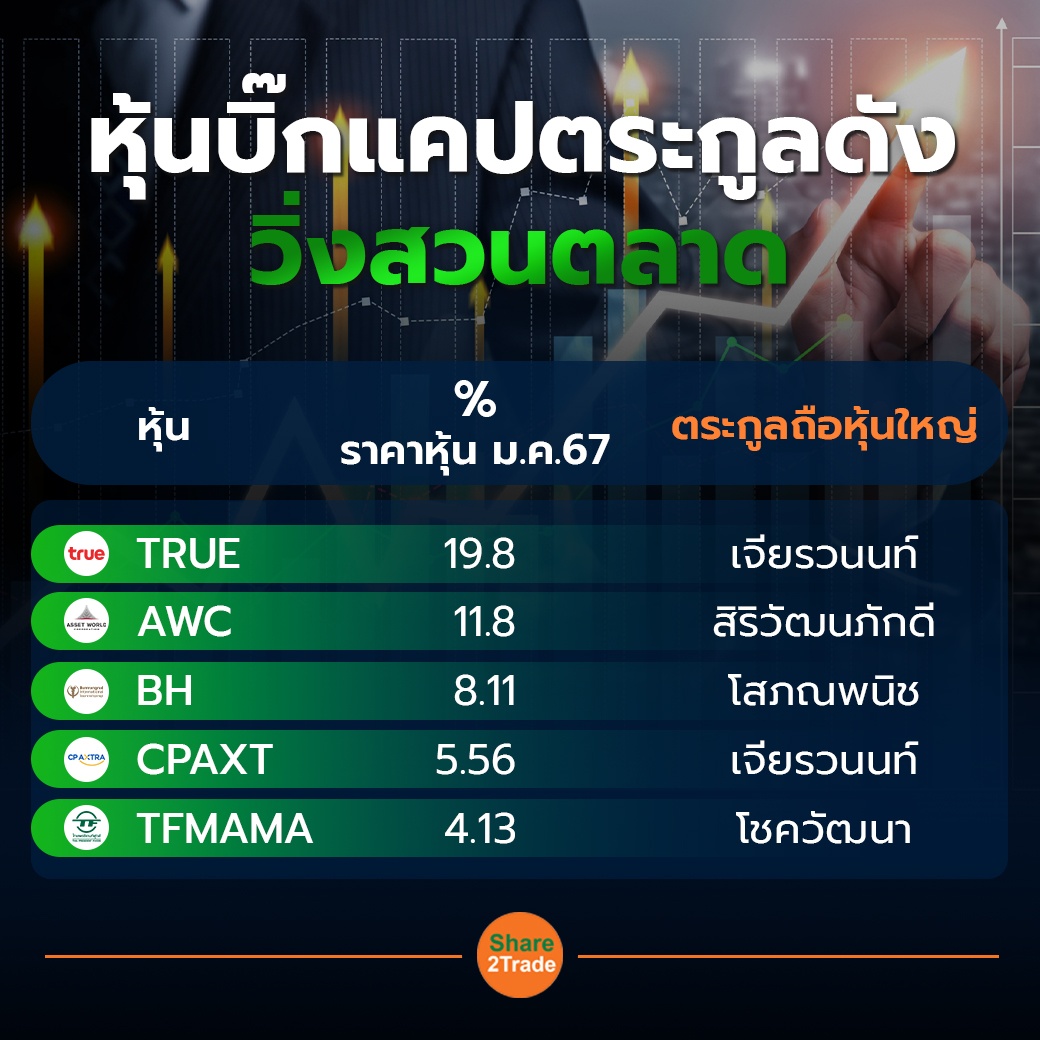 TRUE-AWC แชมป์หุ้นใหญ่ราคาพุ่งเดือนม.ค. | Share2Trade